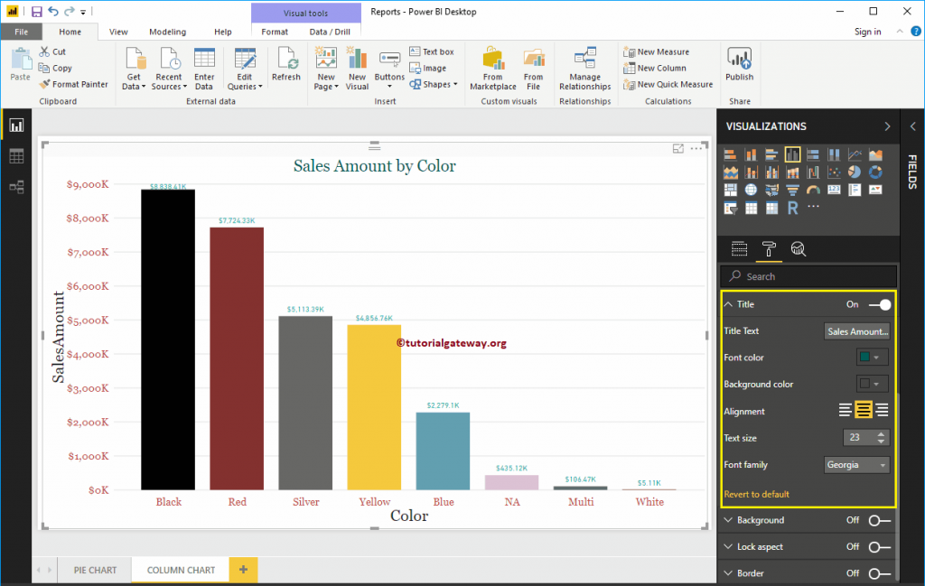 Format the Power BI column chart - R Marketing Digital