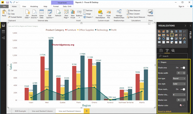 Dar formato al gráfico de columnas agrupadas y de líneas de Power BI - R Marketing Digital