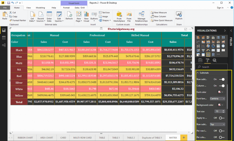 Format Matrice Power BI - R Digital Marketing