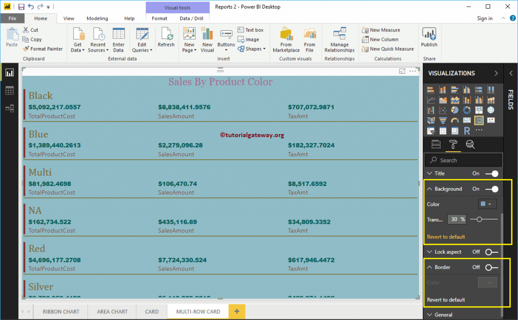 Format Power BI multi-row card - R Marketing Digital