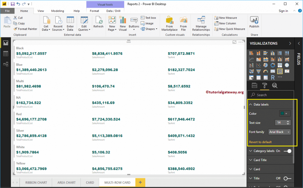 Formatear tarjeta de varias filas de Power BI - R Marketing Digital