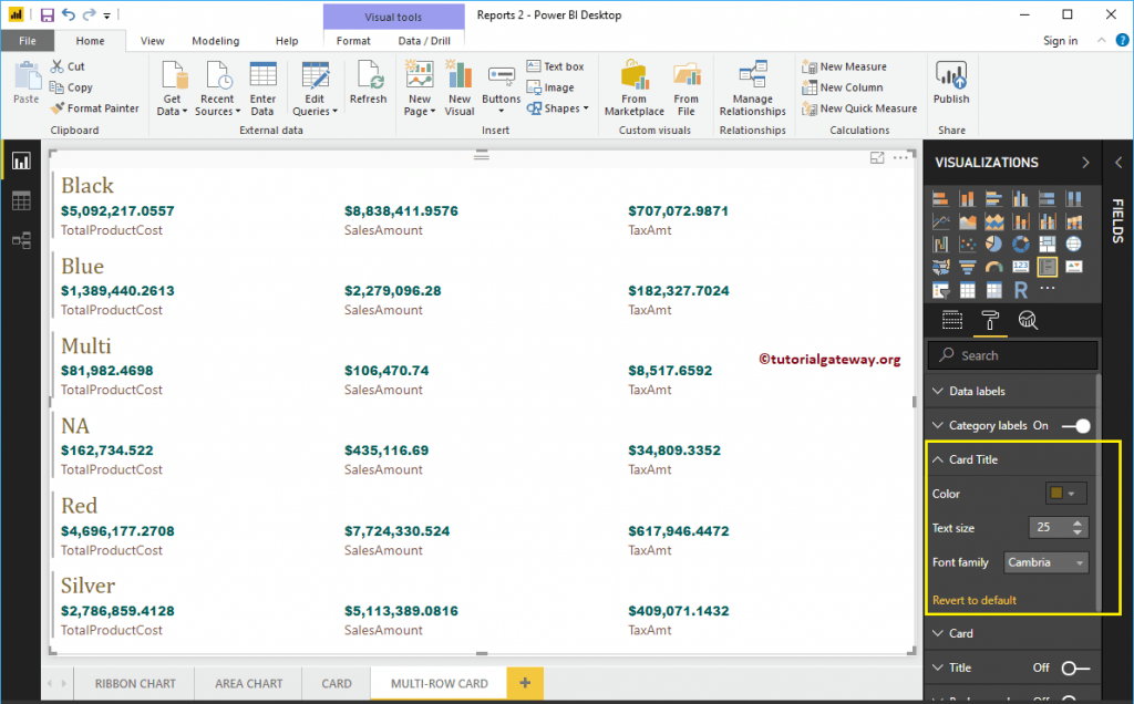 Format Power BI multi-row card - R Marketing Digital