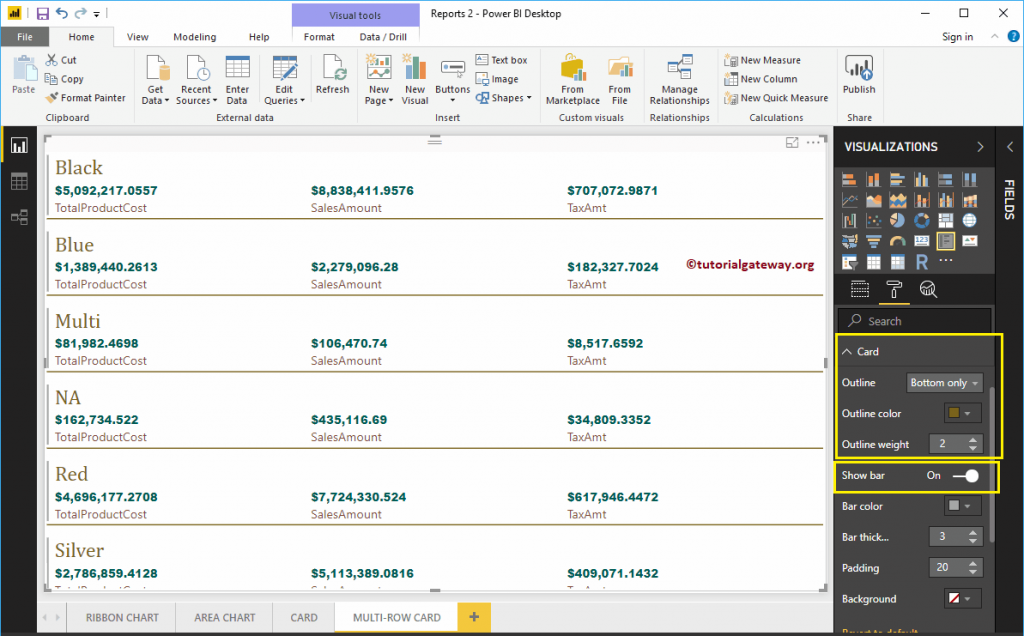 Format Power BI multi-row card - R Marketing Digital
