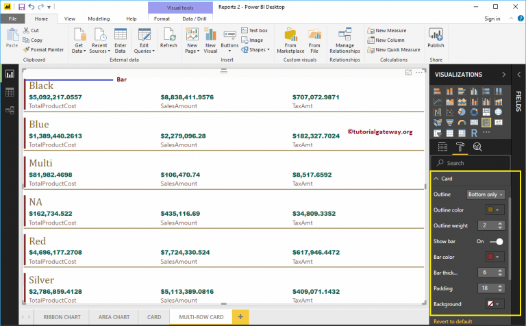 Format Power BI multi-row card - R Marketing Digital