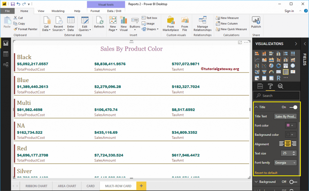Format Power BI multi-row card - R Marketing Digital