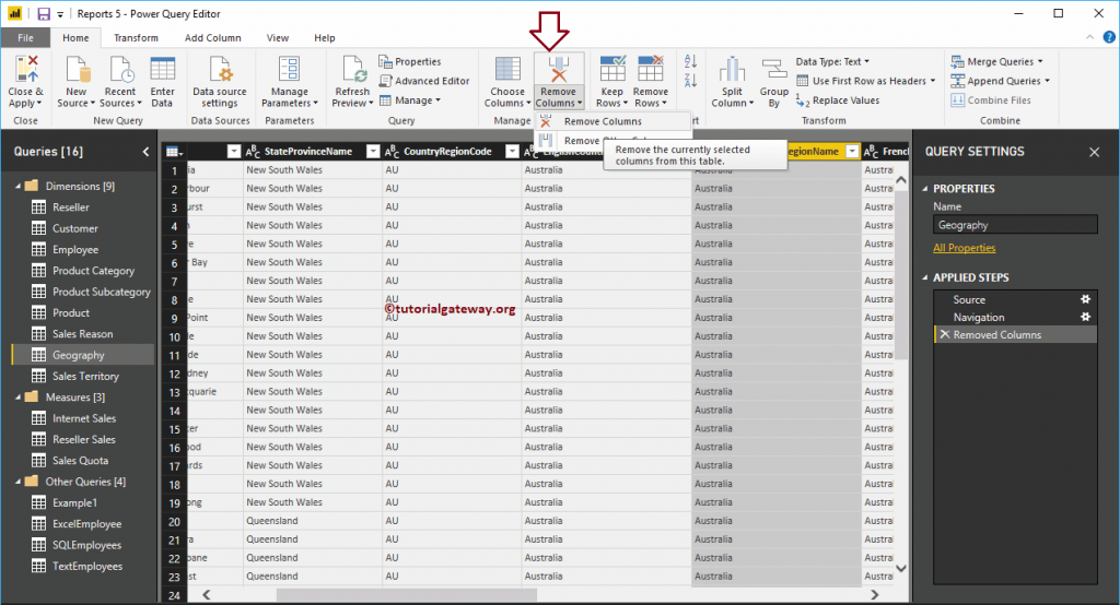Remove or reorder columns in Power BI - R Marketing Digital