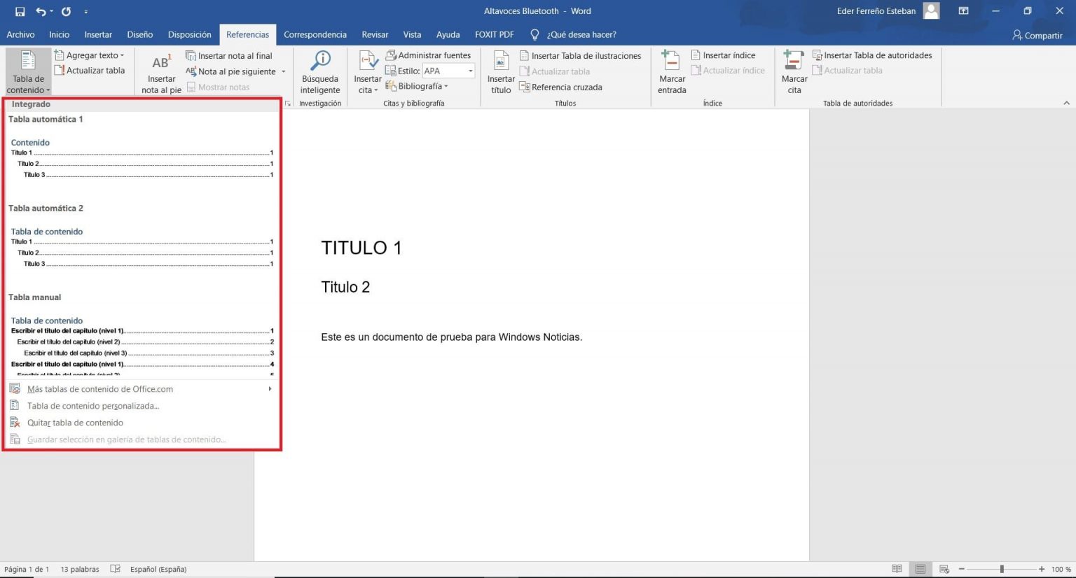 Cómo crear un índice en un documento en Word - R Marketing Digital